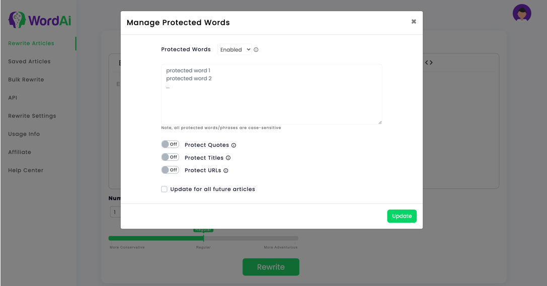 Protected Words – WordAi